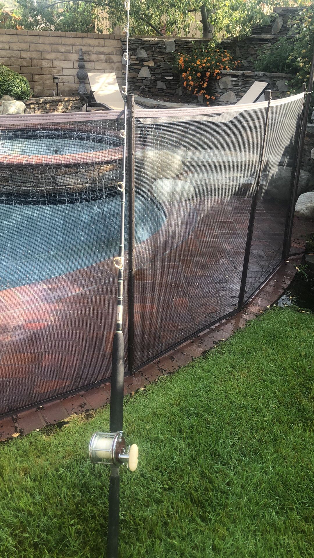 Custom Wrapped Saltwater Graphite Fishing Rod with Penn Senator 4/0 ...