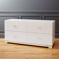 CB2 Odessa white gloss lacquer and gold 4 drawer low dresser for Sale in Los Angeles CA OfferUp