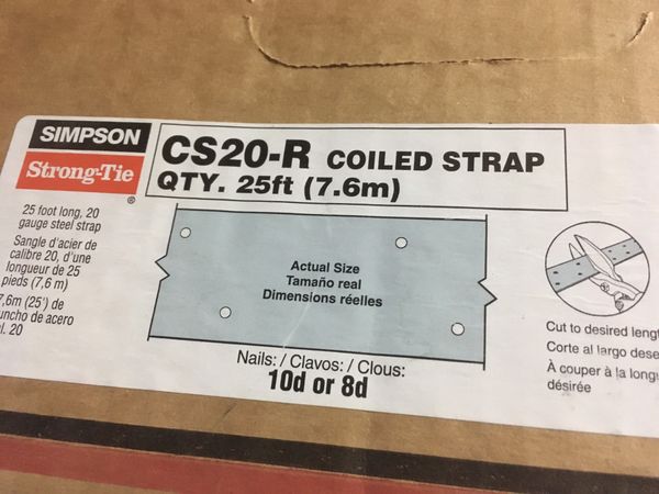 4x Simpson Strong-Tie CS20-R 20 Gauge Galvanized Coiled Strap - 25ft ...