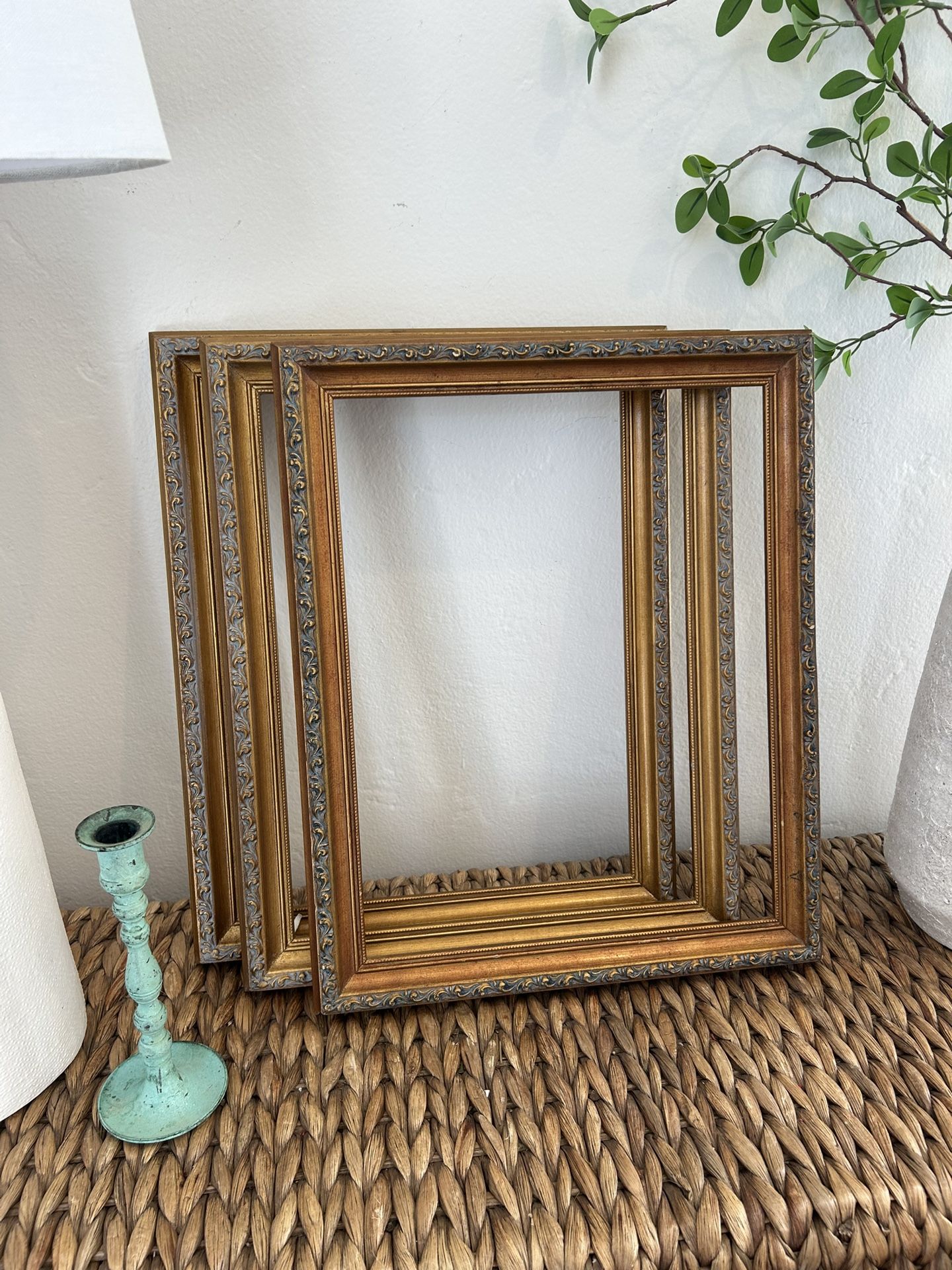 Vintage LOT 3-Ornate Gilded Wood Picture Frames Gesso Decor Gold for ...