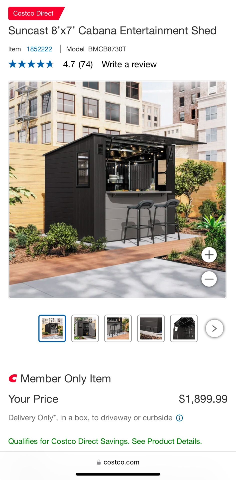 8X7 Cabana Entertainment Shed By Suncast (COSTCO) for Sale in Chula ...