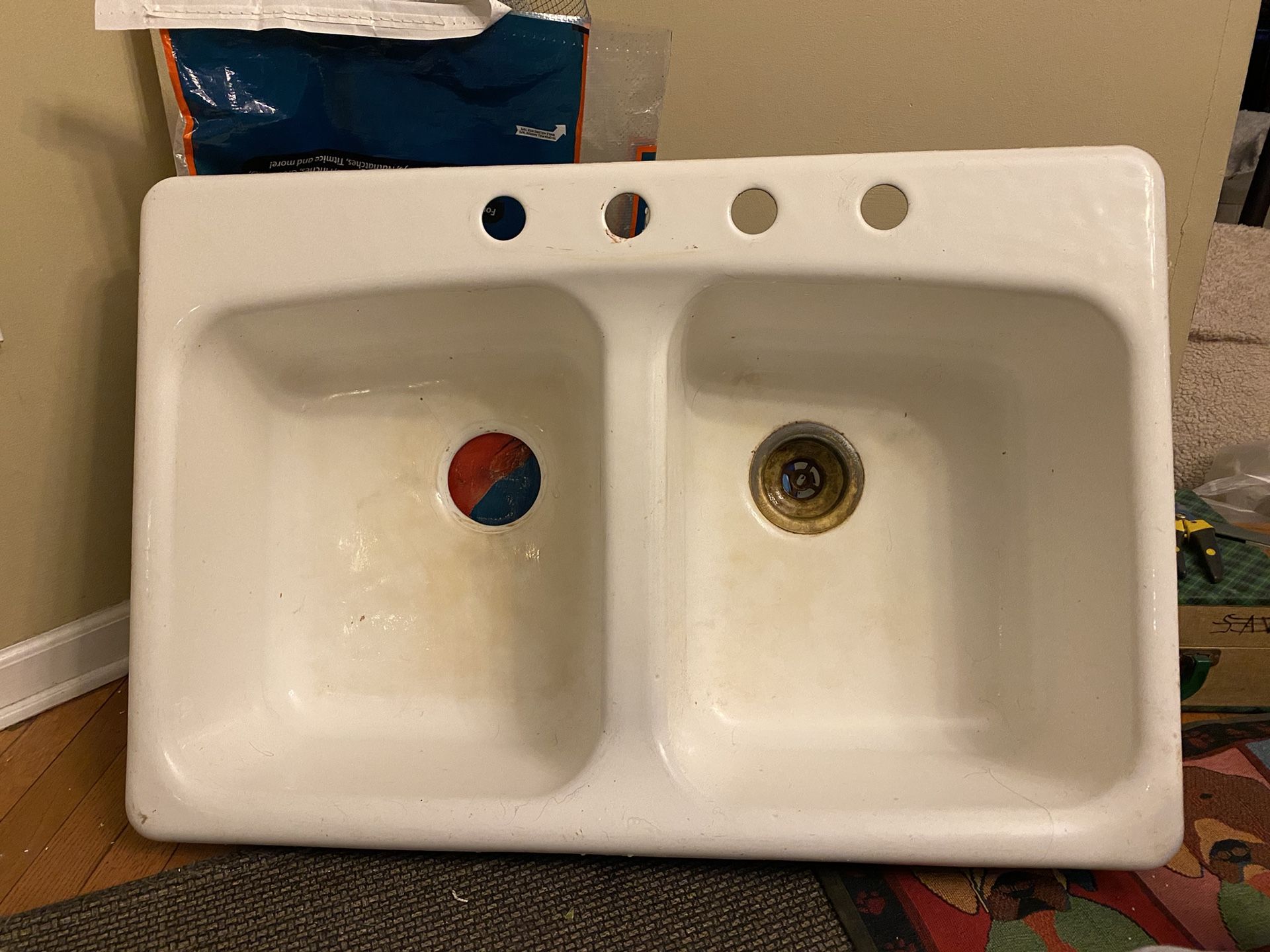 Kohler Enamel Cast Iron Two Basin Kitchen Sink 33 X21 X 8 for Sale in ...