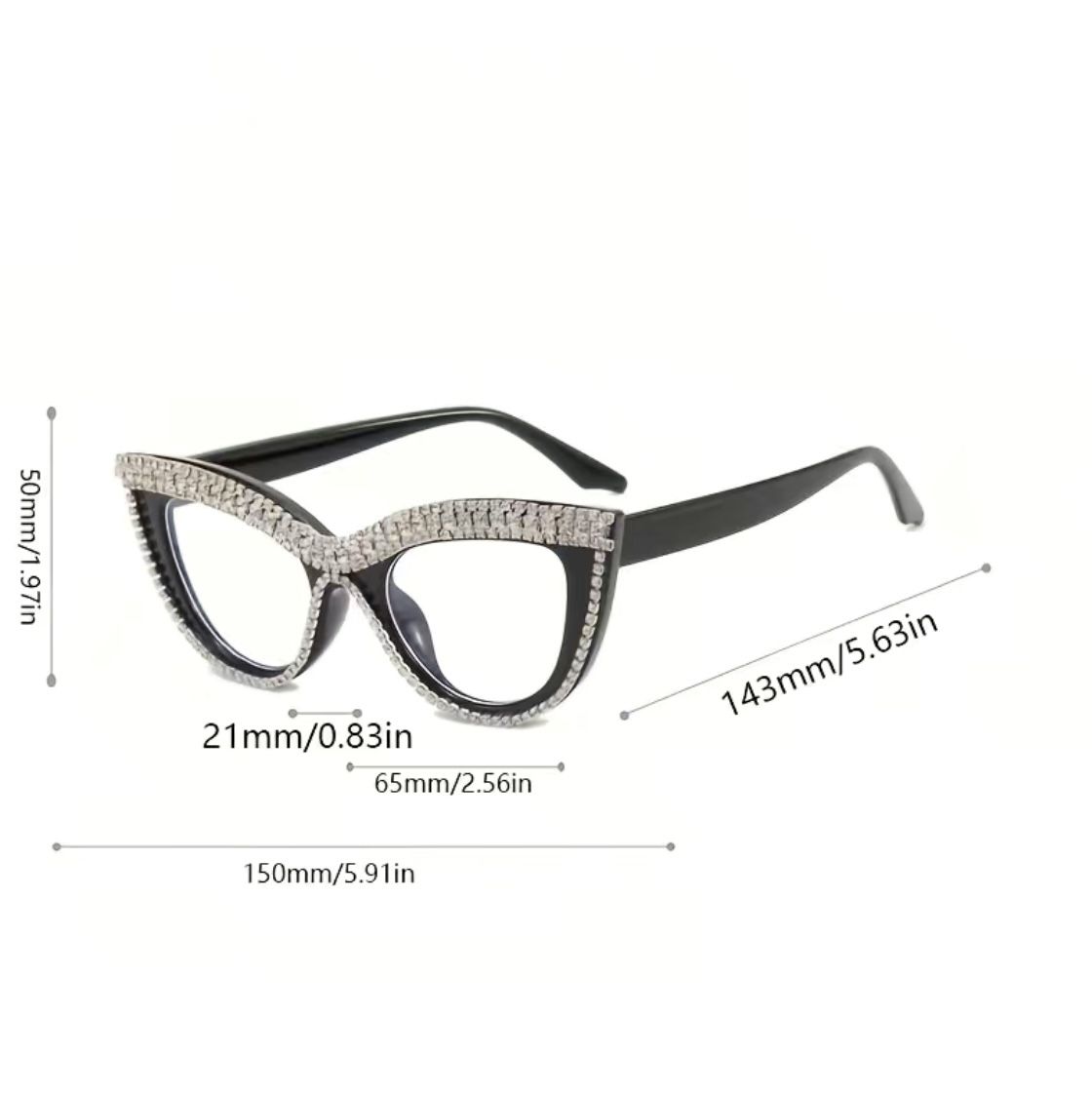New Rhinestone Vintage Cat Eye Clear Lens Blue Light Blocking Glasses W Free Case And Cleaning