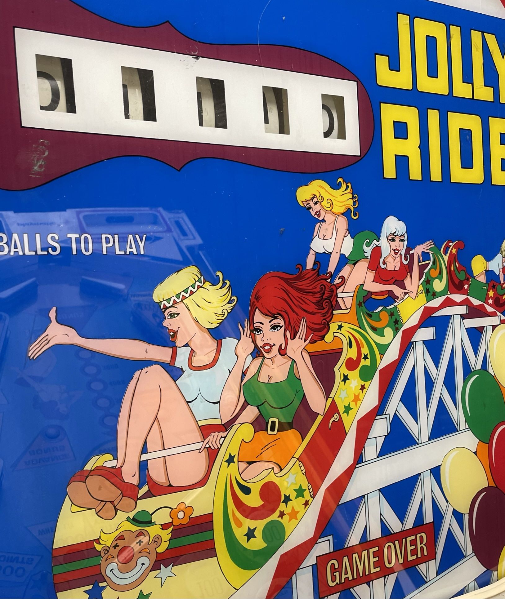 JOLLY RIDE PINBALL MACHINE 1974 Amusement Park Roller Coaster Themed EM ...