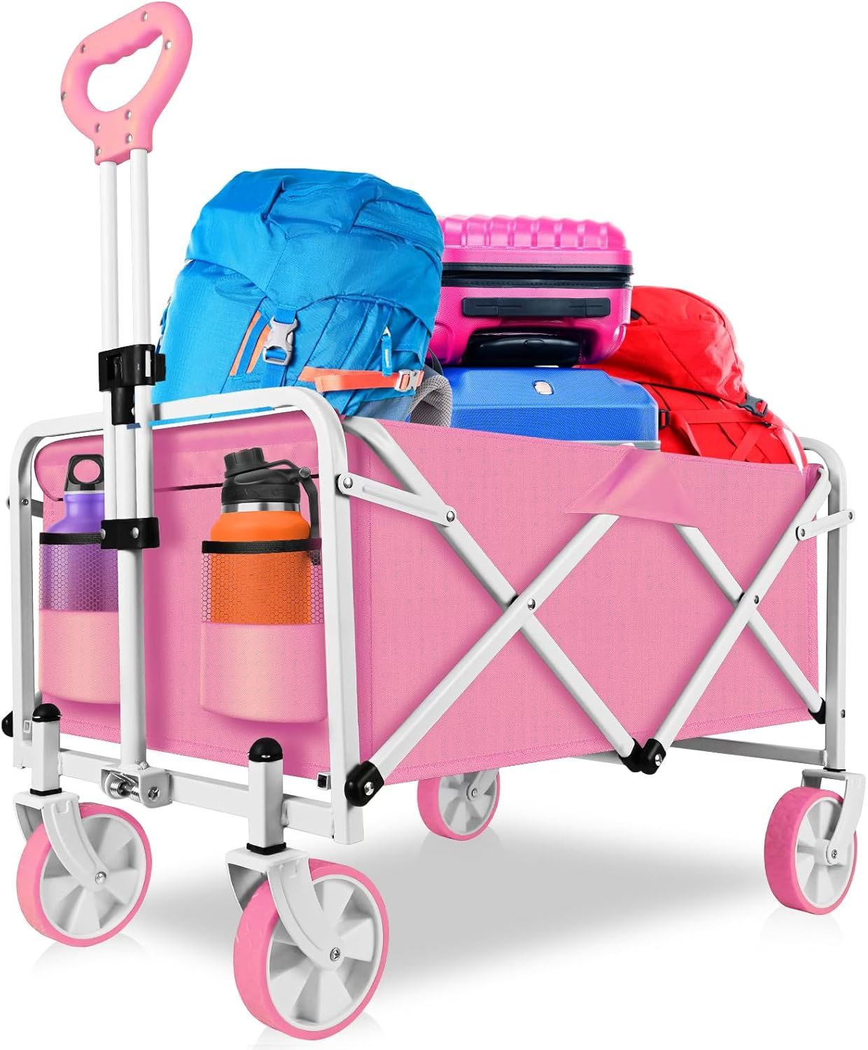 Pink Wagon Cart Foldable Shopping Cart, Foldable Pink Wagon Carts with ...