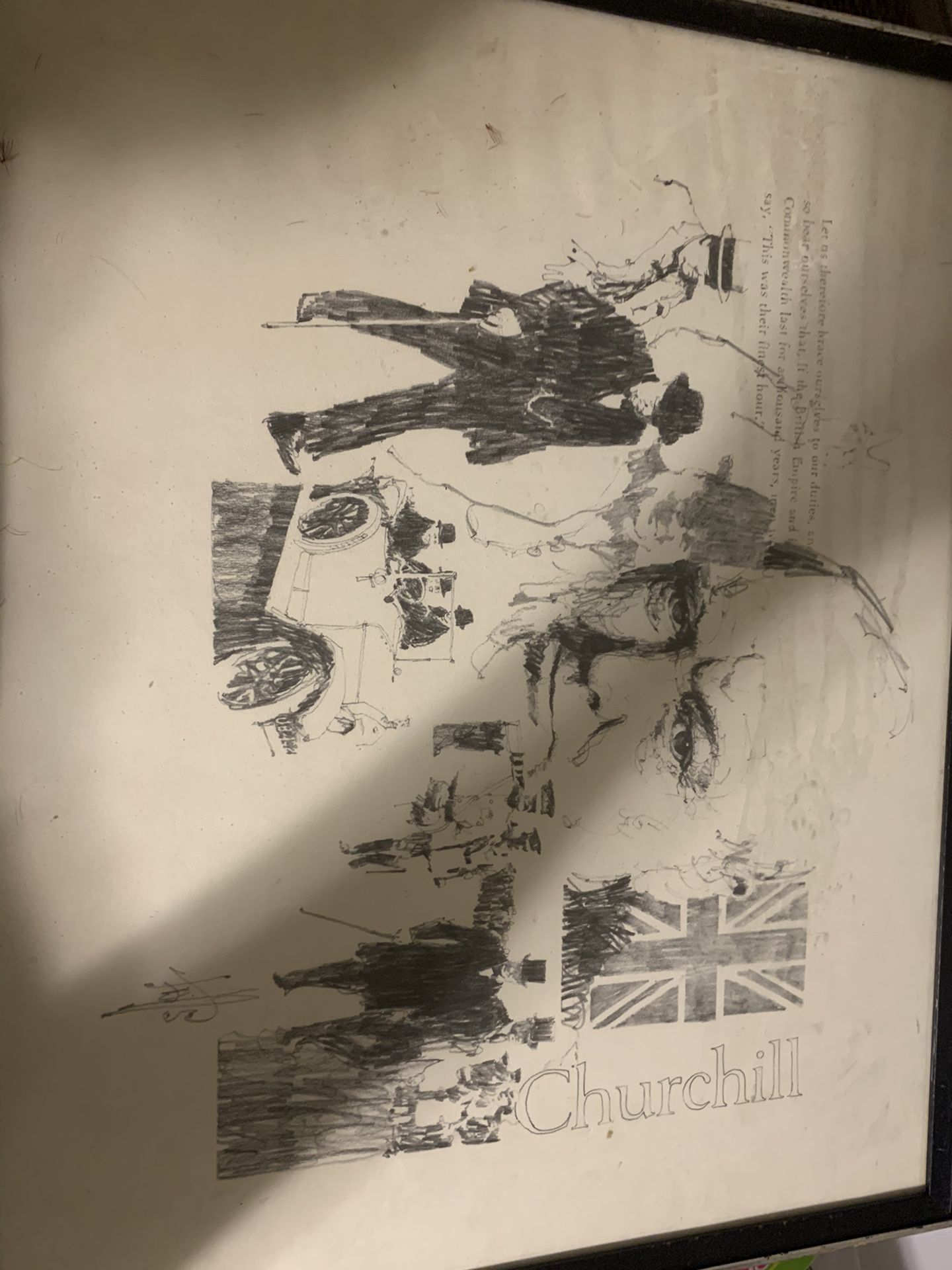 Winston Churchill Drawing Art Stencil Drawing Old for Sale in Des ...