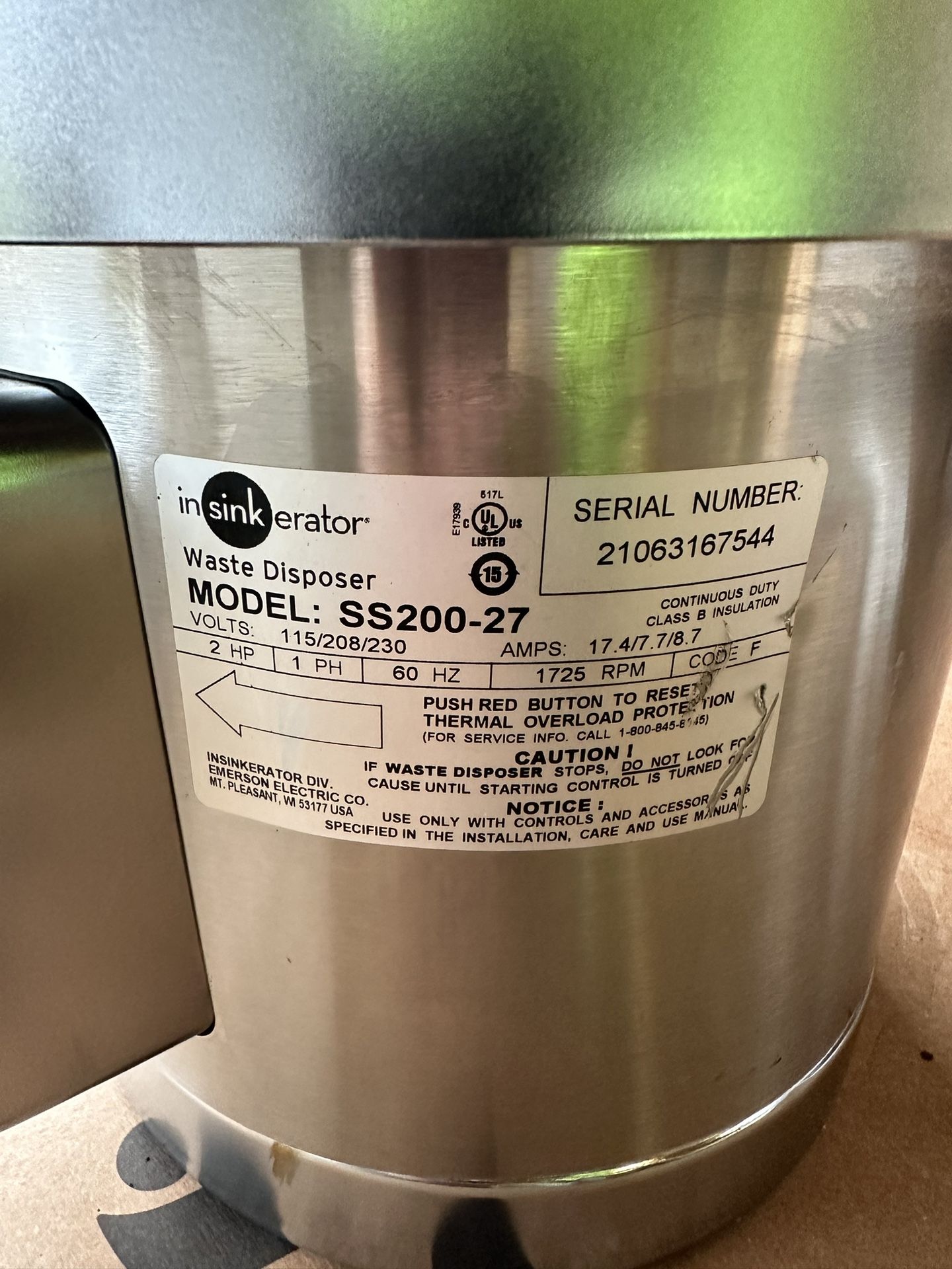 NEW Commercial Garbage Disposal Insinkerator SS200-27 for Sale in ...