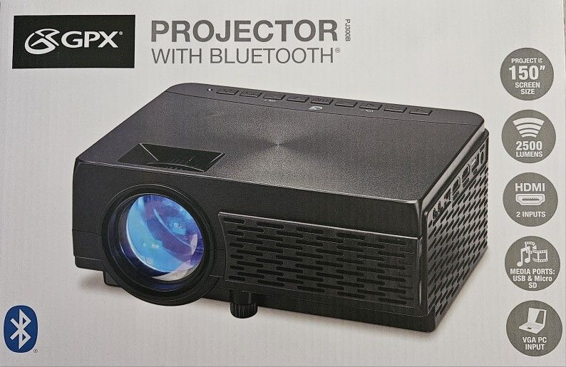 New In Box GPX - PJ300B LED Projector with Bluetooth - Black for Sale ...