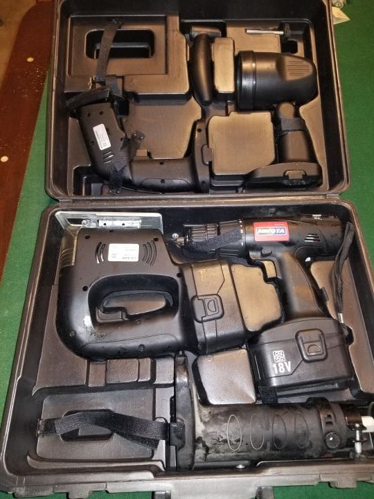 Nikota power tools set with drill, spotlight, sander, jig saw, and ...