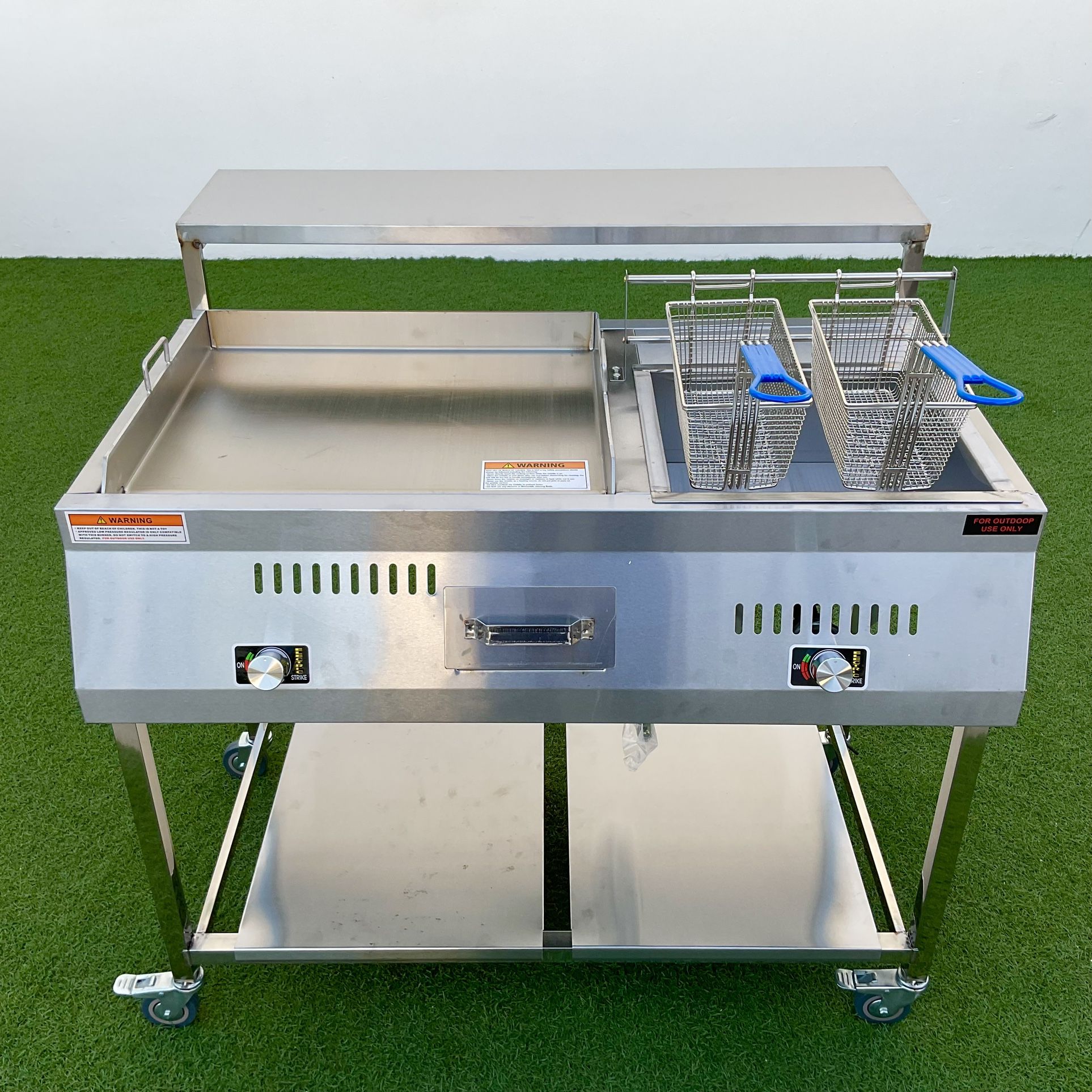 Taco Cart Catering Cart Stainless Steel Griddle + Double Basket Deep ...