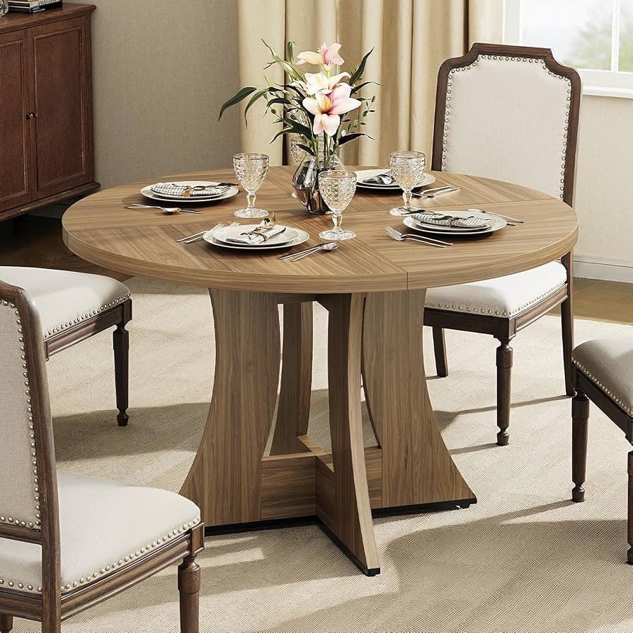 Round Dining Table for 4-6 Person, 47.24 Inch Kitchen Table Modern ...