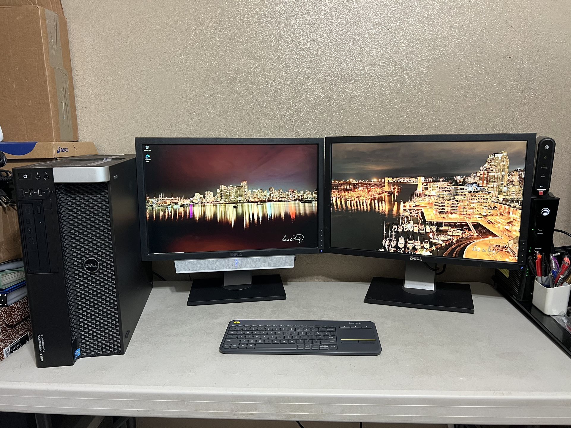 LOADED DELL PRECISION TOWER, (2)DUAL 24” MONITORS, XEON-3.70Ghz,16GB ...