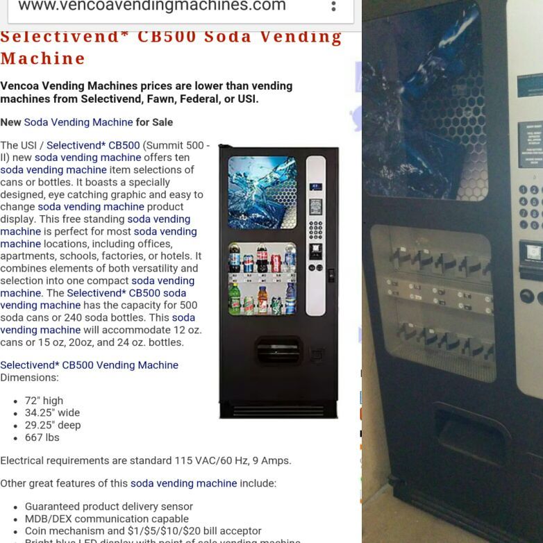 CB500 Soda Vending Machine for Sale in Phoenix, AZ - OfferUp