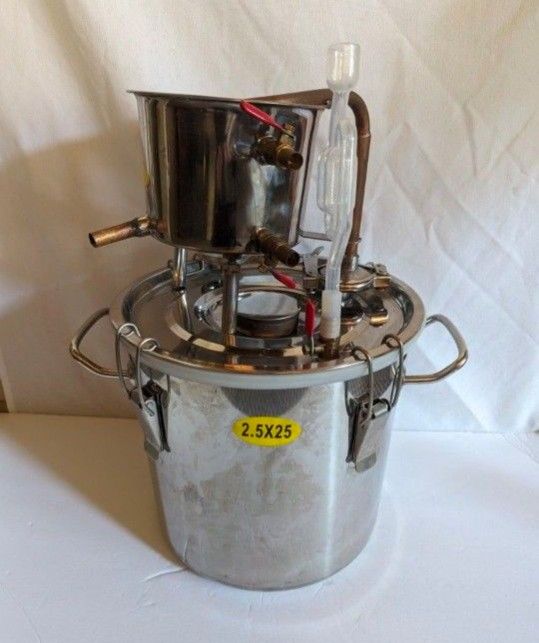 2.5 Gallon Steam Distiller Stainless Steel Pot Gas Stove Top Camp Fire ...