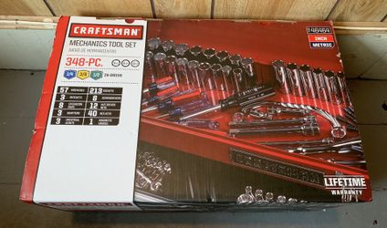 NEW Craftsman 348 PC Mechanics Tool Set Ratcheting Wrench Deep Socket 46464. for Sale in Springfield MA OfferUp