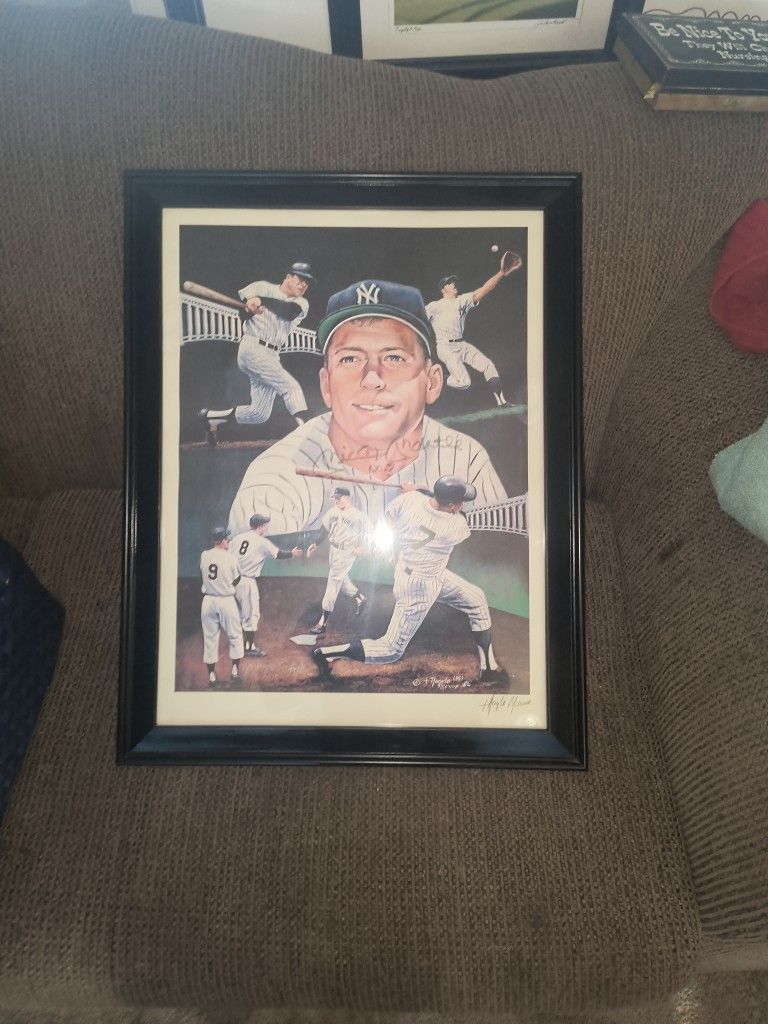 SIGNED MICKEY MANTLE LITHOGRAPH AUTOGRAPH 18X24 ANGELO MARINO 1995 ...