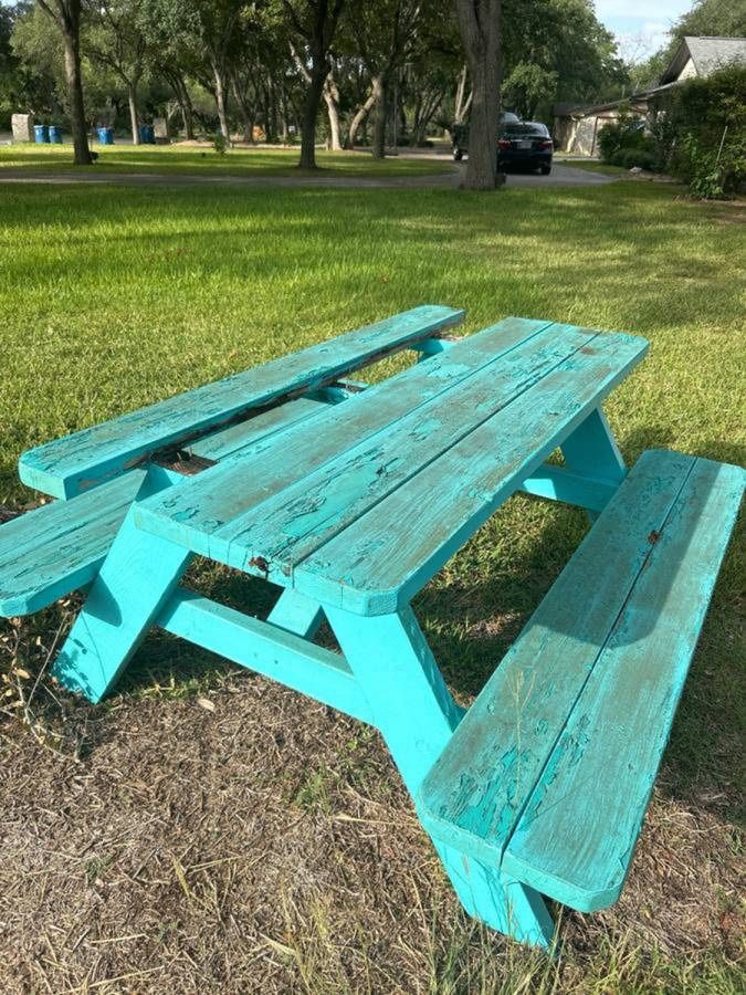 Turquoise Wooden Picnic Table (Project Piece) for Sale in San Antonio ...