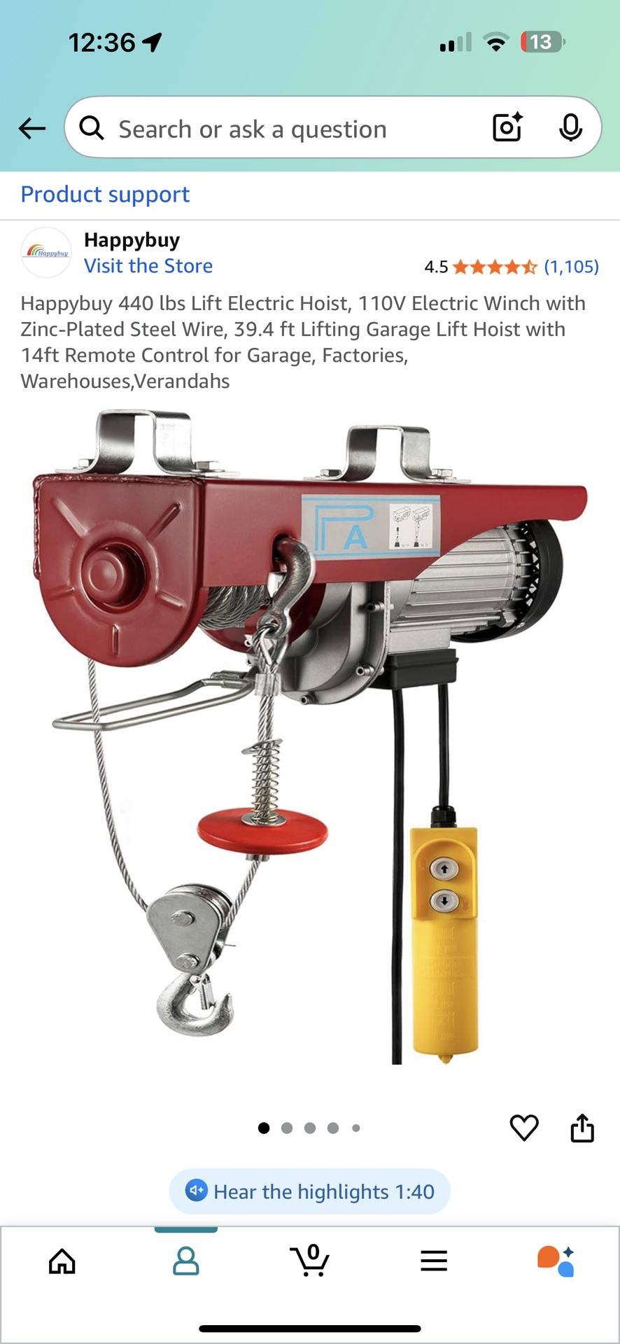 Happybuy 440 lbs Electric Hoist / Lift – Brand New in Box for Sale in ...