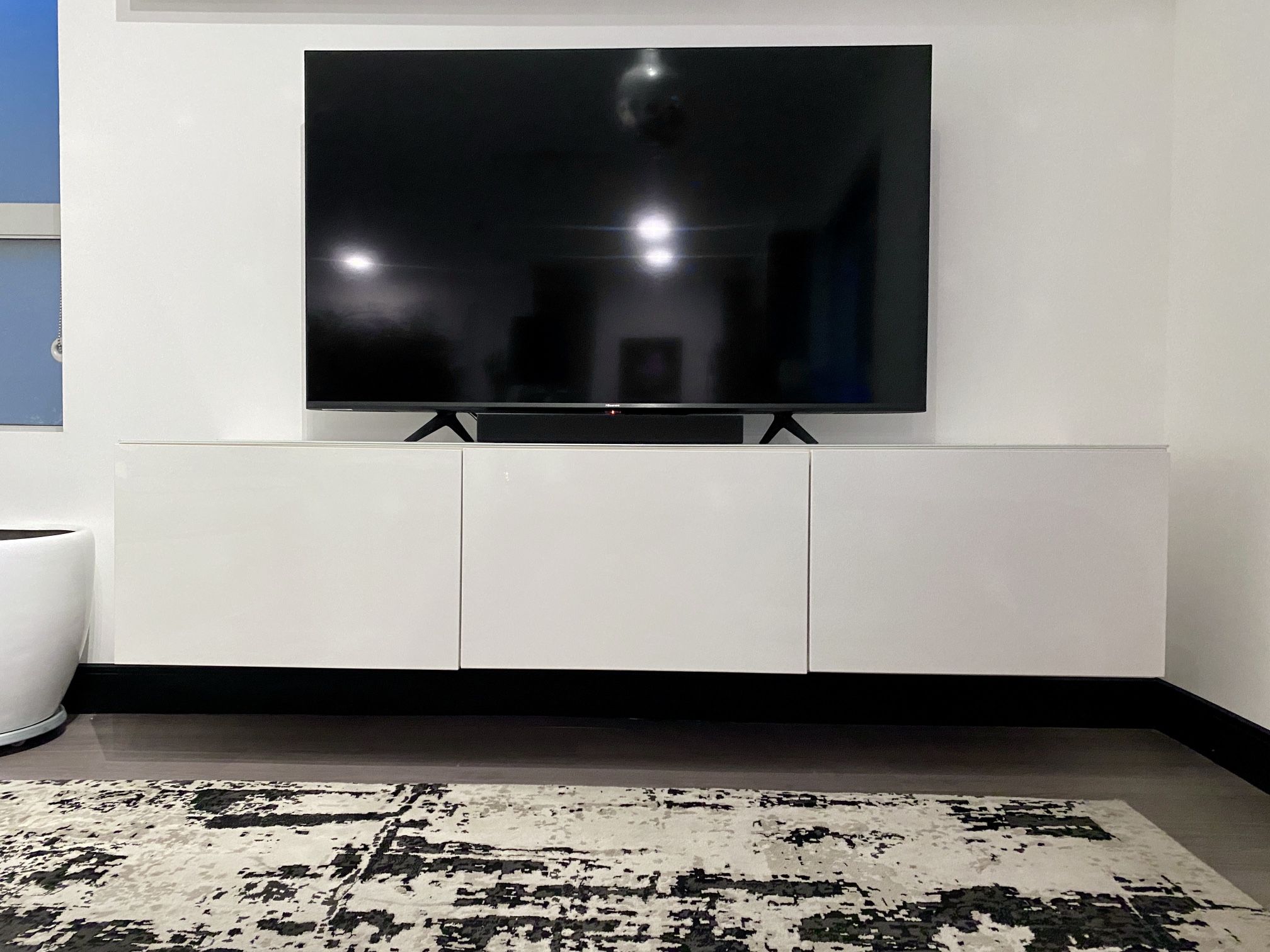 IKEA Beats Media TV Console with High Gloss White Floating Cabinet ...