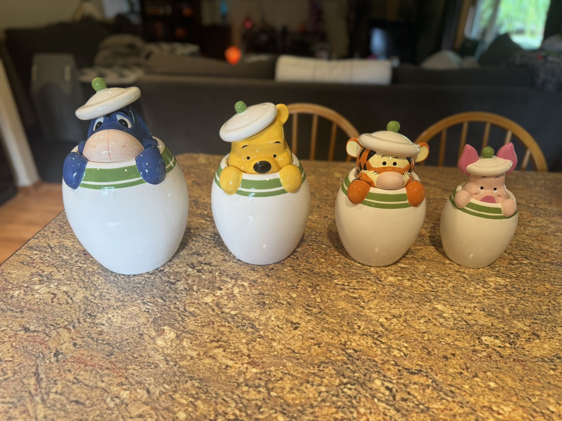 Rare! Set Of 4! Winnie the Pooh Peek A Boo kitchen Canister/Cookie Jars ...
