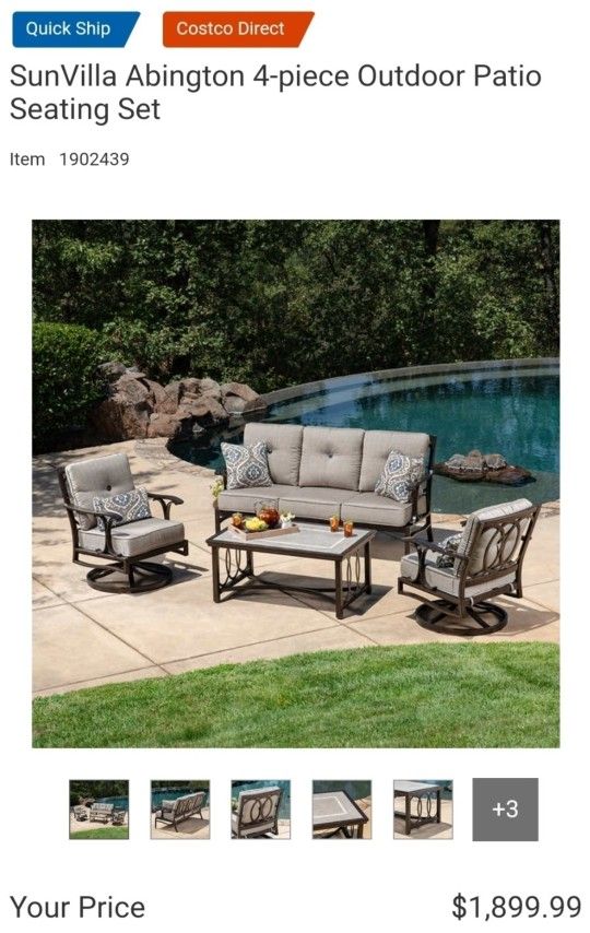 SunVilla Abington 3 piece Outdoor Patio Seating Set no table 1 000 Lawn Garden