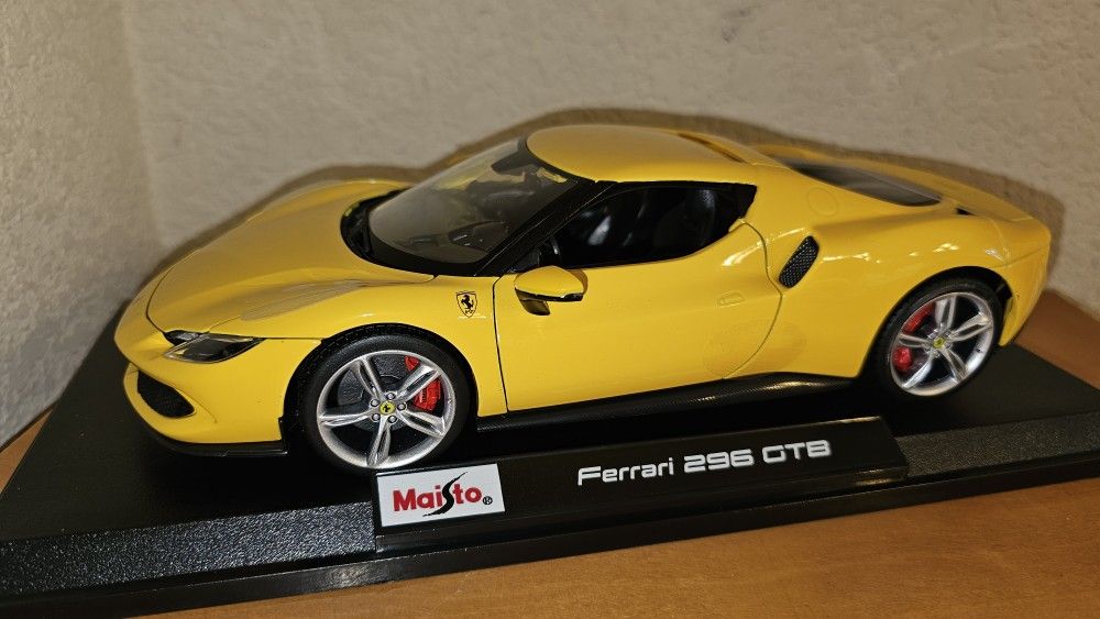 New - Giallo Modena Yellow Ferrari 296 1:18 Diecast Car Maisto for Sale ...