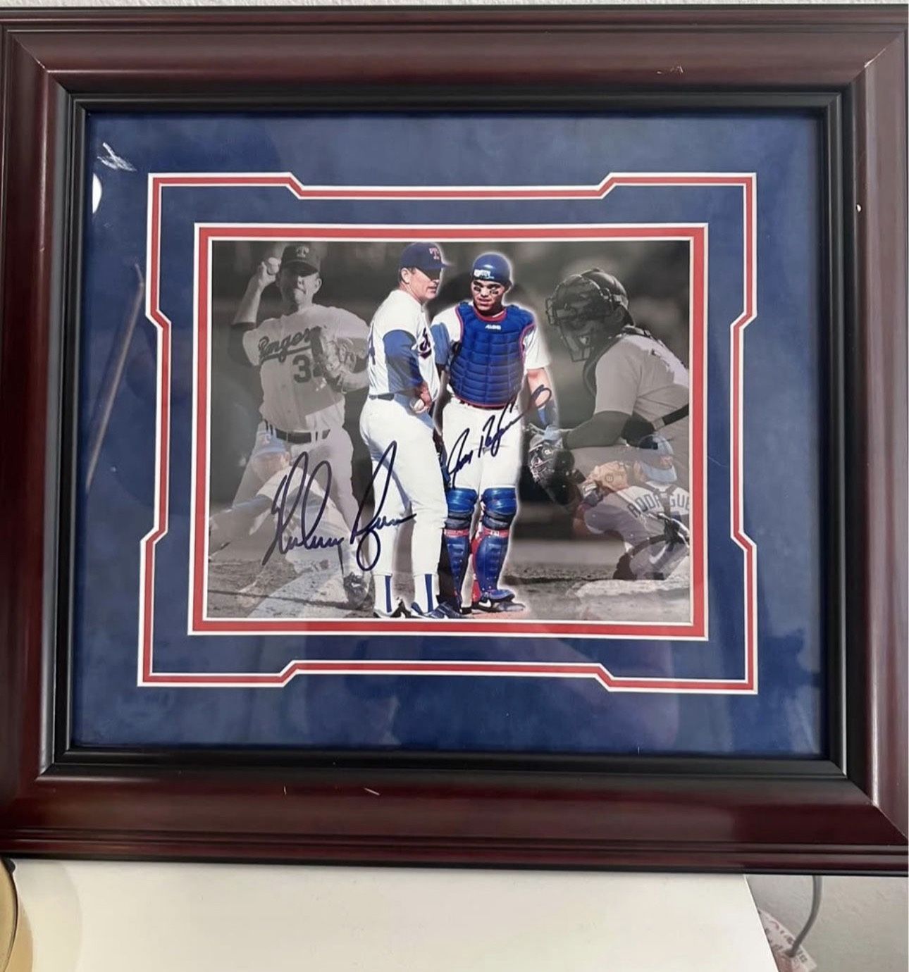 Texas Rangers Nolan Ryan/Ivan Rodriguez Signed Custom Framed Picture ...