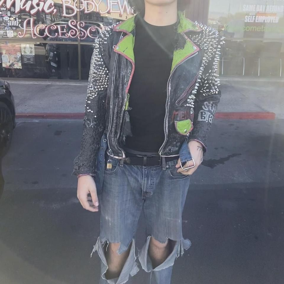Punk Leather Jacket Painted