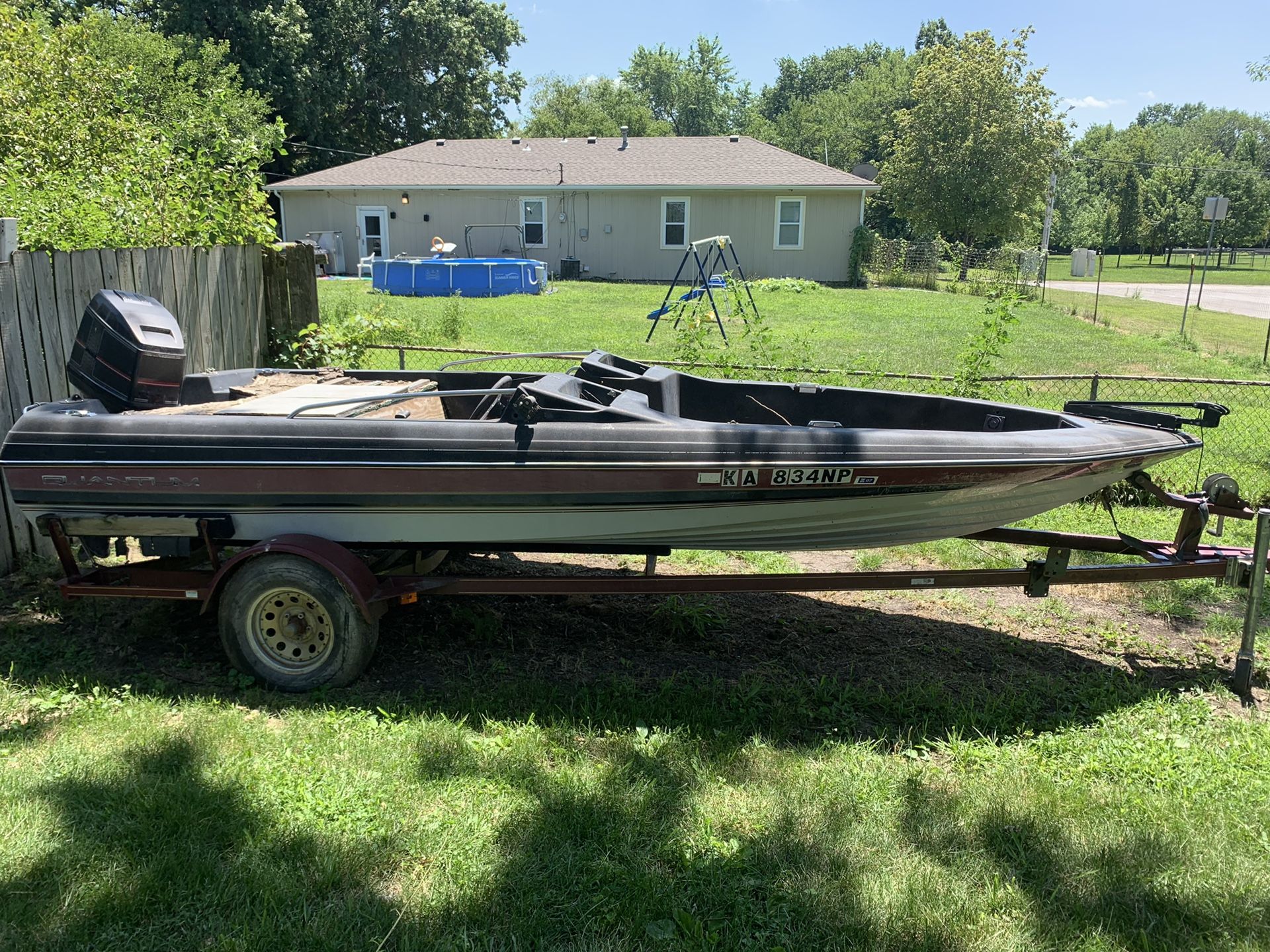 Quantum boat w/ 120 Force Engine. and A trailer for sale. for Sale in ...