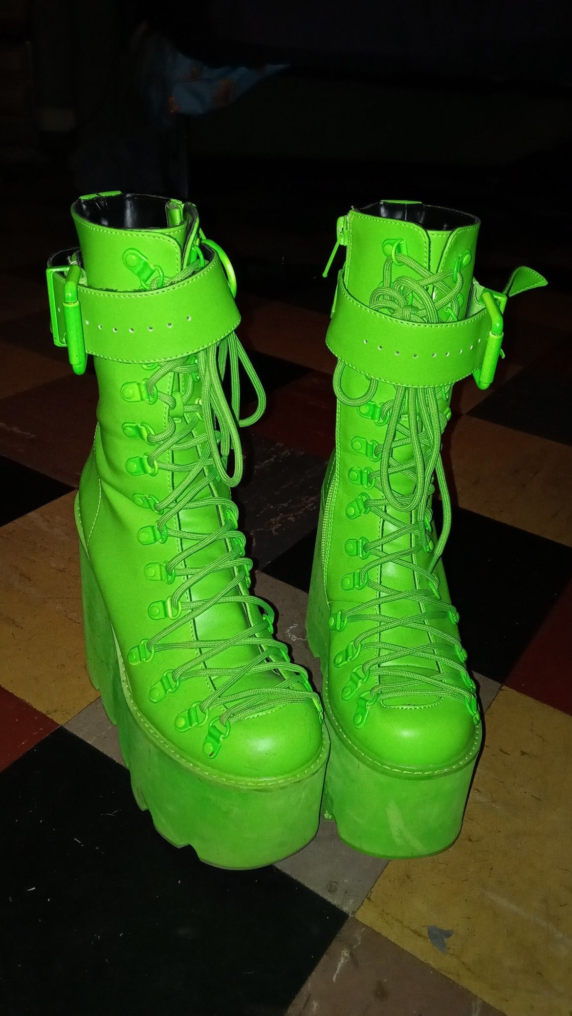 *MUST GO* ° LIME/NEON GREEN PLATFORM BOOTS ° for Sale in Burien, WA ...