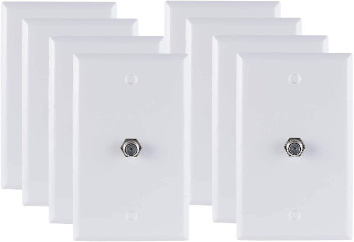 (8-Pack) GE Coaxial Cable Wall Plate, 1 Coax F Type Connector, Single ...