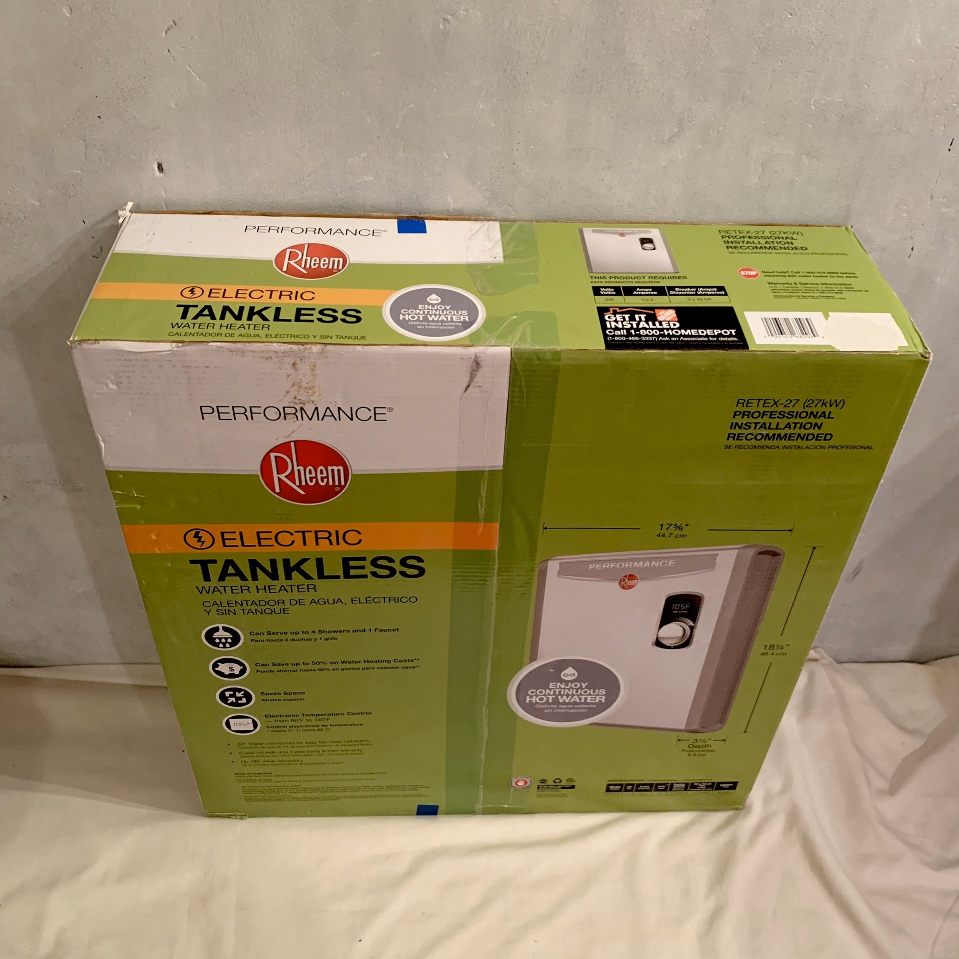 New Rheem Performance 240V 3 Heating Chambers Electric Tankless Water ...