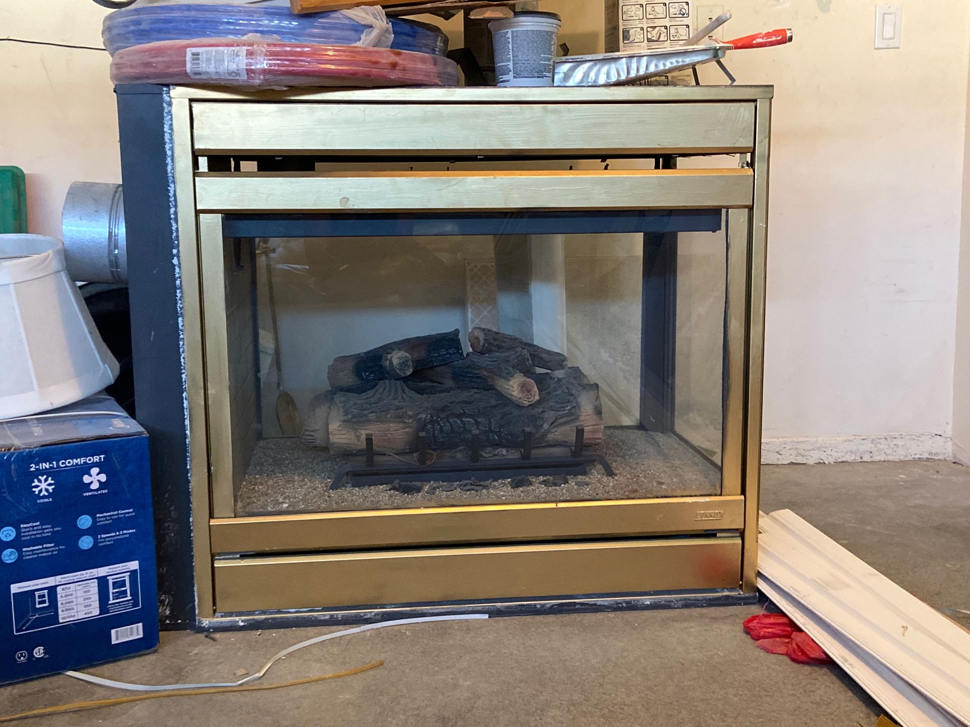 Gold 3 way gas fireplace for Sale in Las Vegas, NV - OfferUp