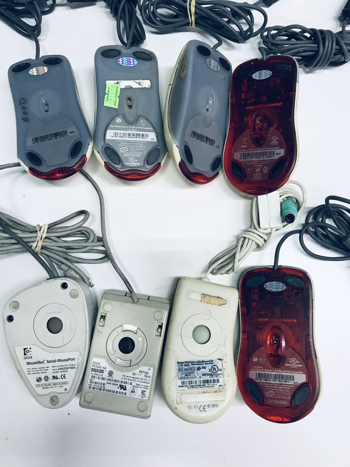 Lot Of 8 Microsoft Intelli mouse Optical 1.1A 2.2A Gaming Mouses Plus ...