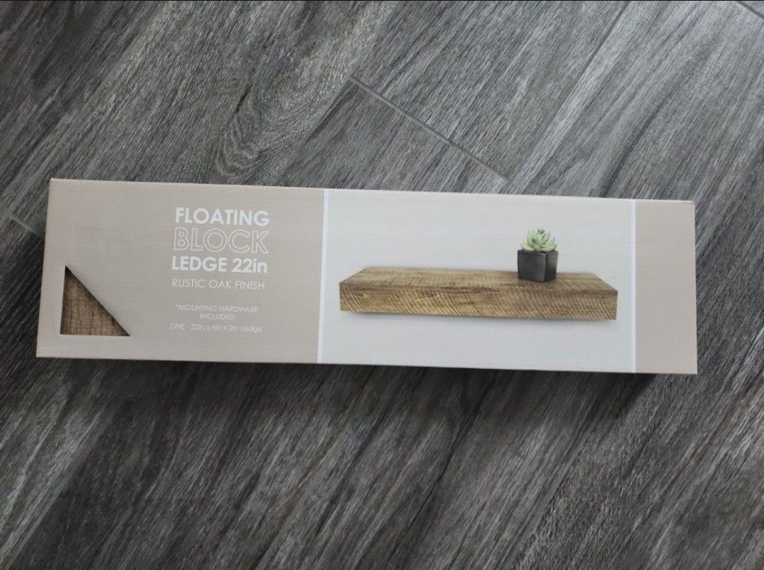 Brand New Floating Block Ledge 22-in Rustic Oak Finish Picture Ledge ...