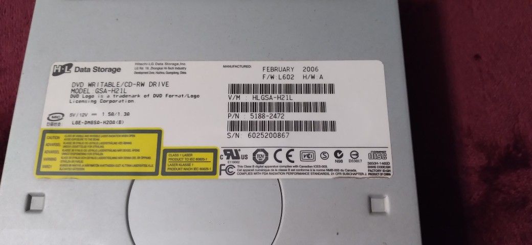 VINTAGE PC DESKTOP DVD WRITABLE / CD-RW DRIVE GSA-H21L HITACHI for Sale ...