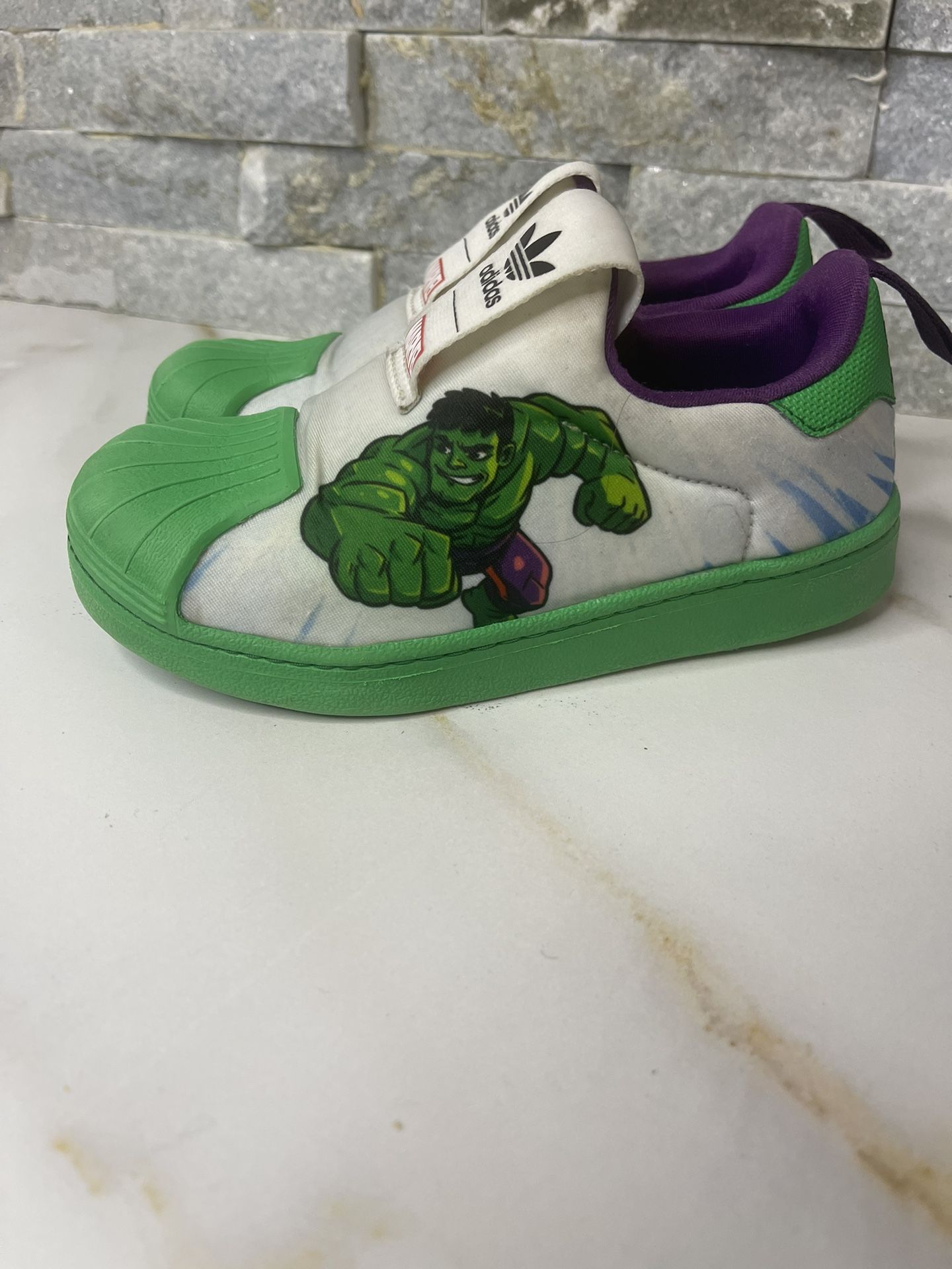 Adidas Marvel "Hulk" Superstars slip on shoes (SZ 11.5 kids) for Sale ...