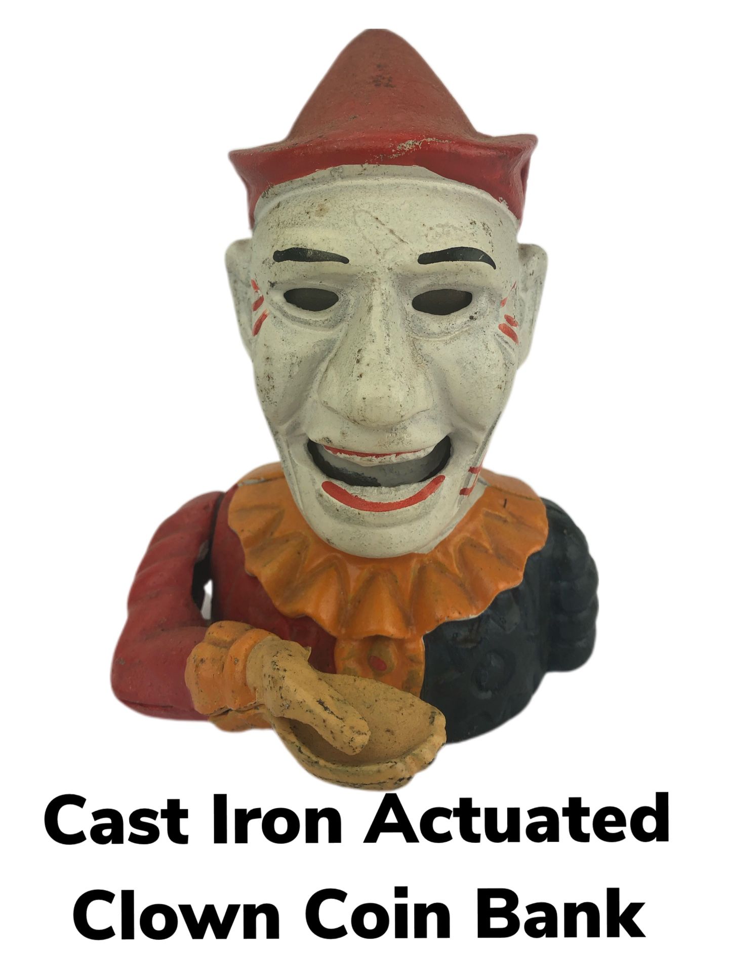 Vintage Reproduction Clown Jester Actuated Cast Iron Coin Bank for Sale ...