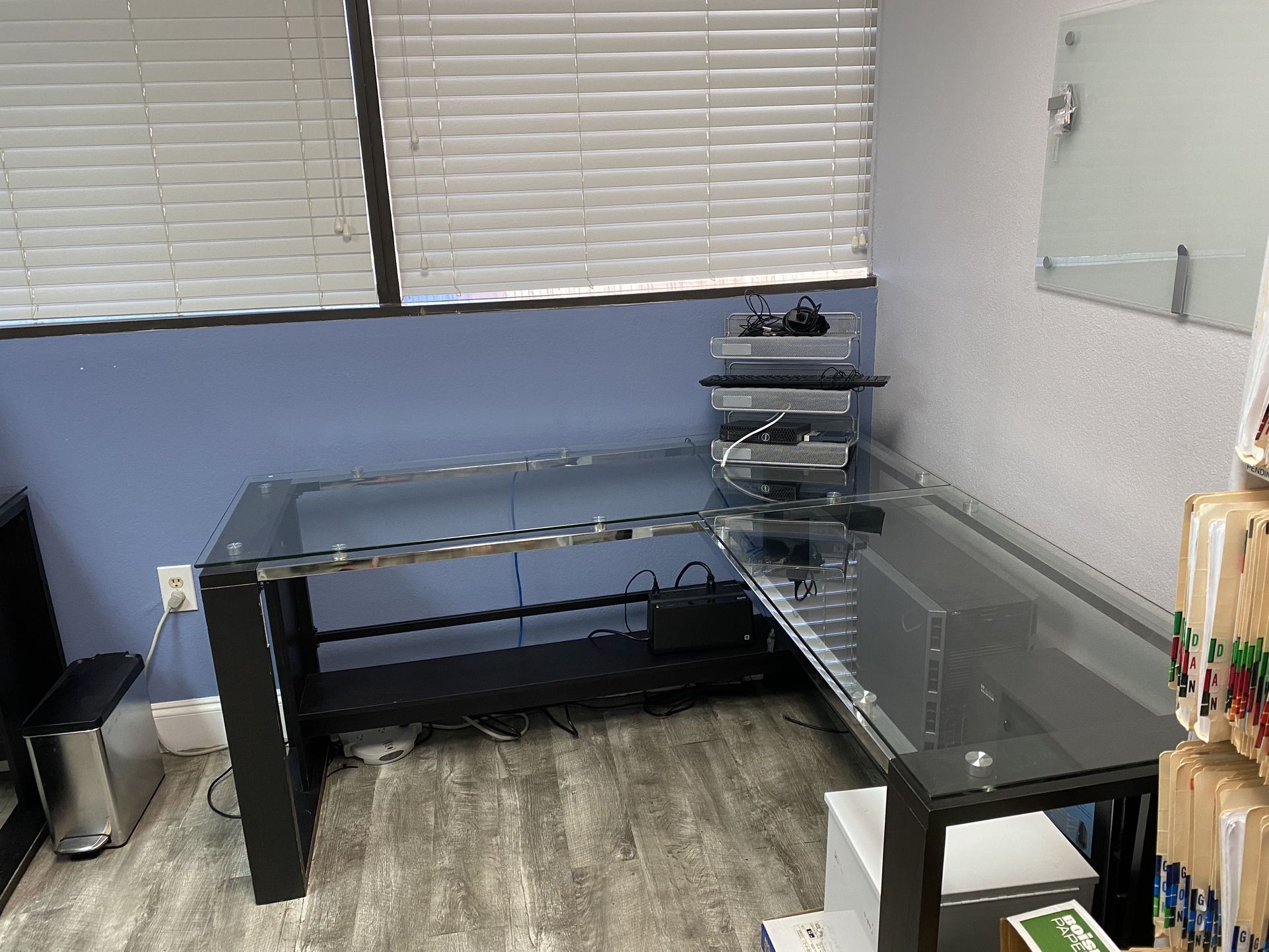 2 L Shaped Glass Top Desks Free for Sale in Miami, FL - OfferUp