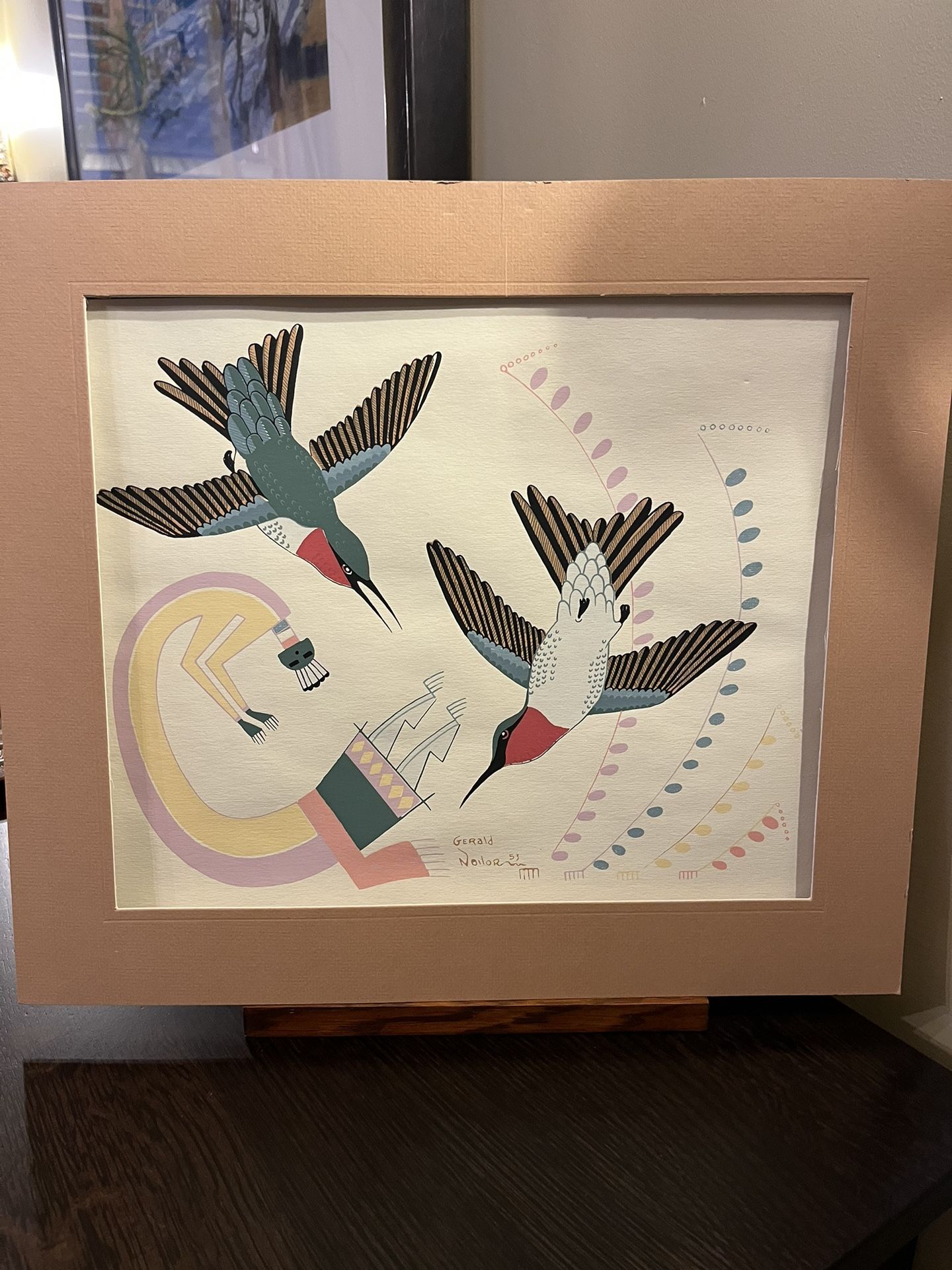 Navajo Native American Gerald Nailor Silkscreen Hummingbirds Elder 1953 ...