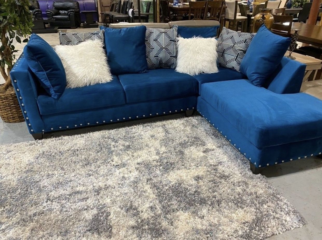 Melon sapphire blue sectional sofa store
