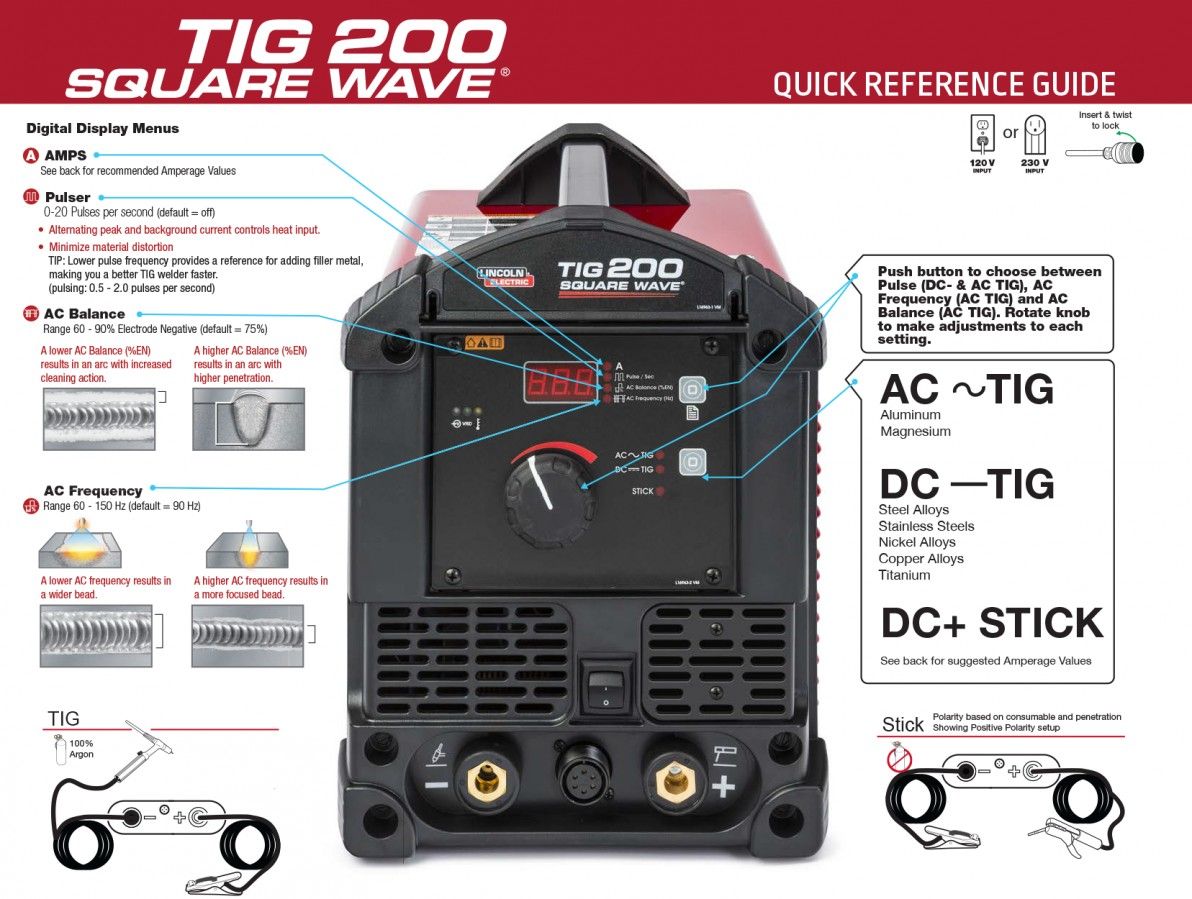 Lincoln Electric TIG 200 Square Wave, AC/DC & TIG/Stick Welder, ARGON ...