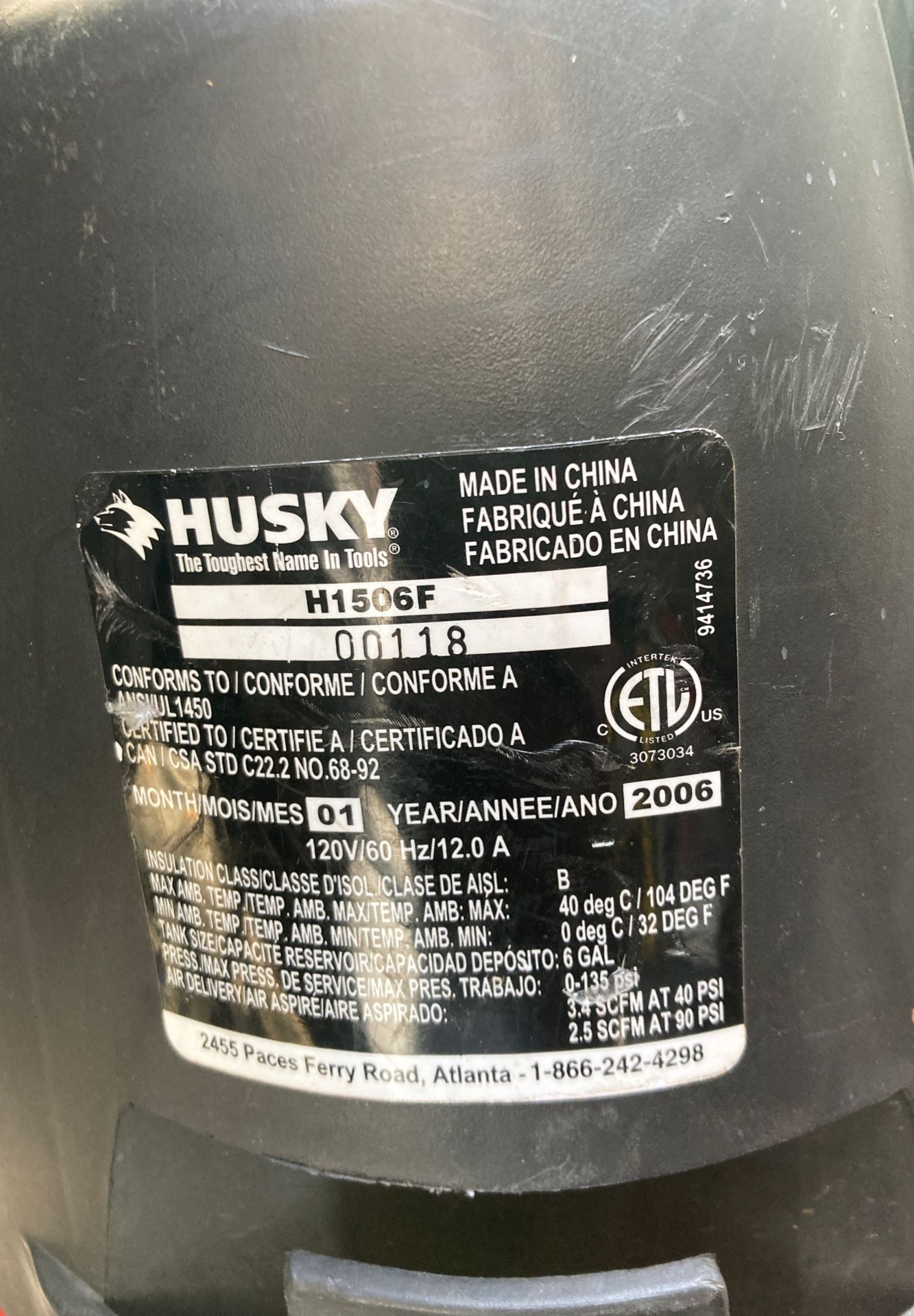 PARTS!!! Husky Air Compressor - 1.5 hp. 135psi - H1506F for Sale in Tucker, GA - OfferUp