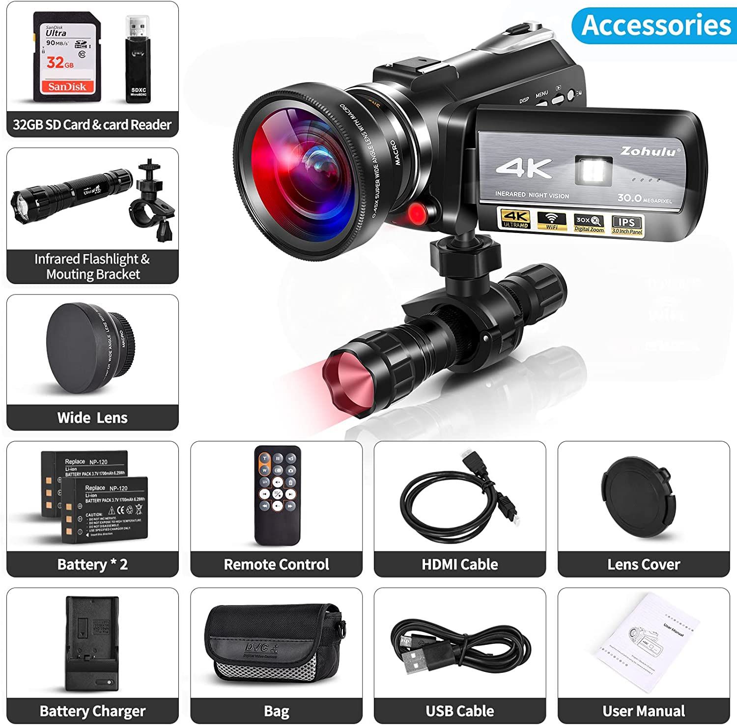4k Wifi Full Spectrum Camcorders Ultra Hd Infrared Night 53 Off
