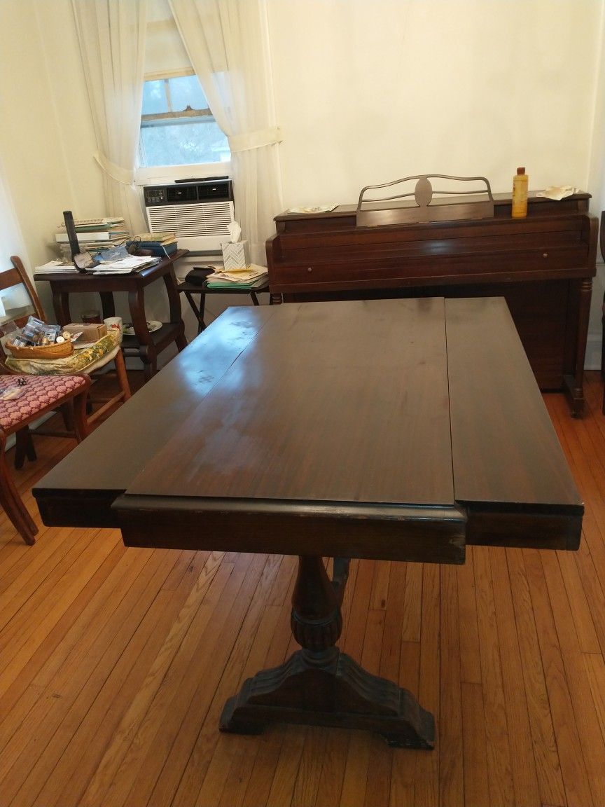 1920s Library Table Mahogany veneer oak library dining console table in ...