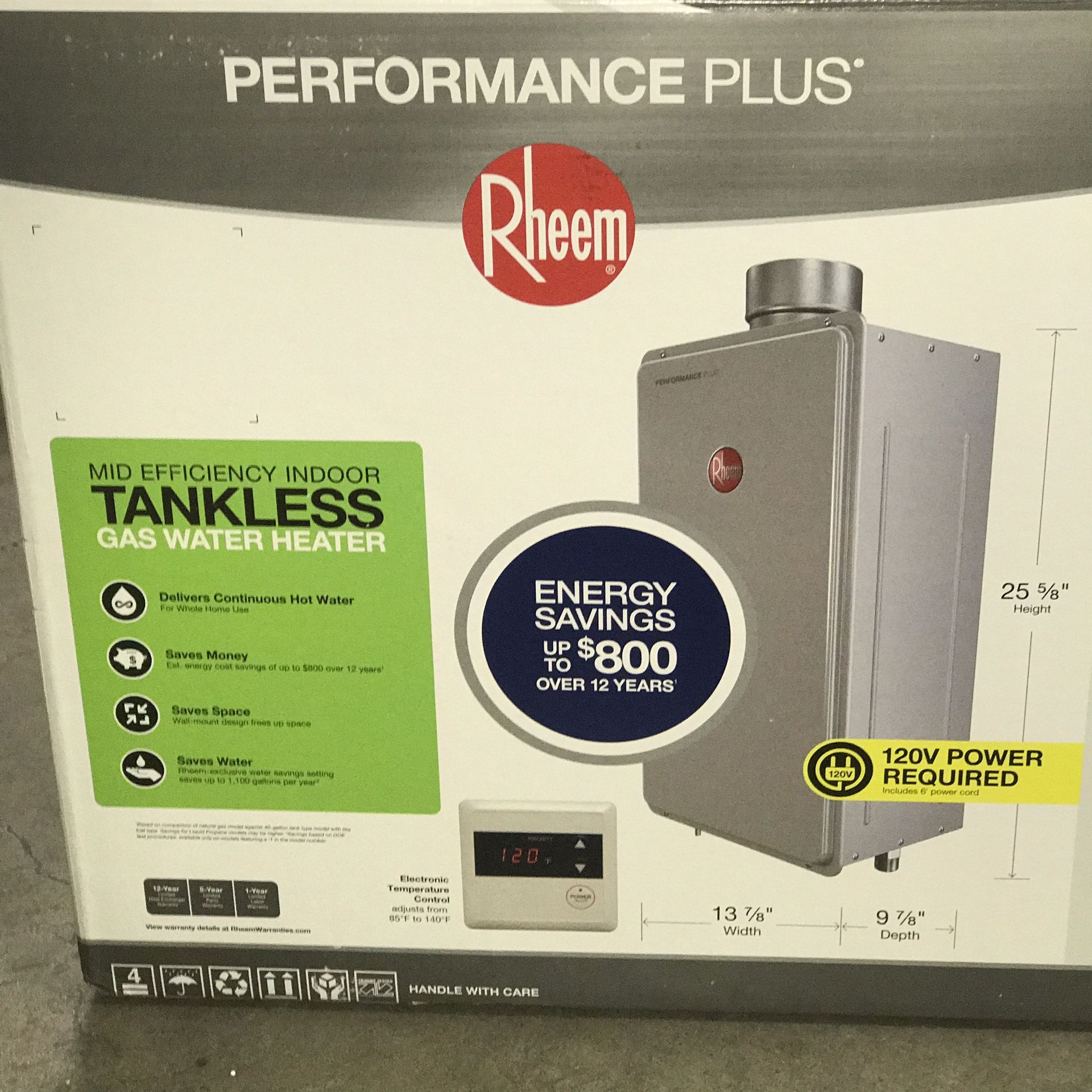 Rheem Performance Plus 8.4 GPM Natural Gas Mid Efficiency Indoor Tankless Water Heater *BRAND ...