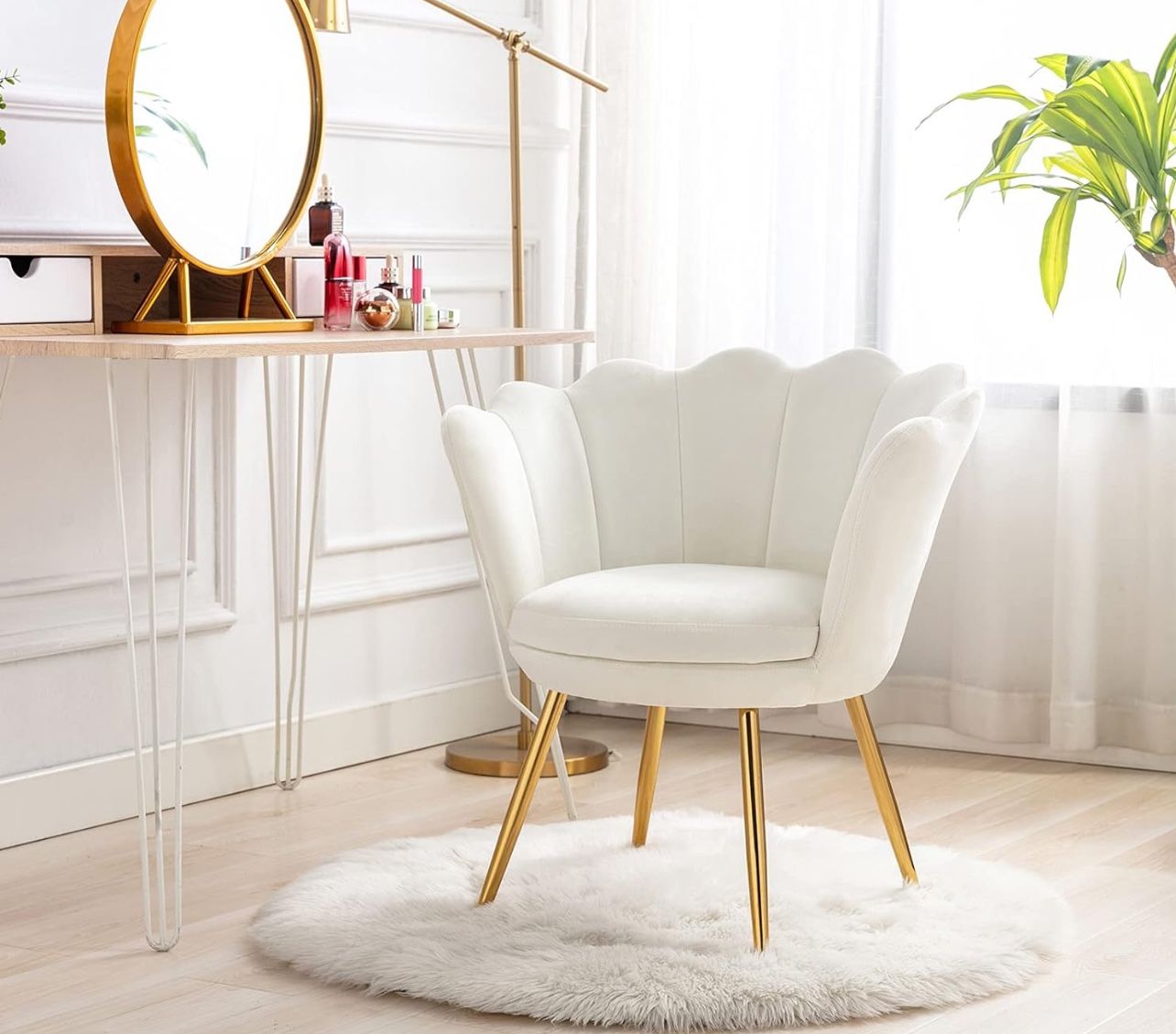 chairus Small Accent Chair for Living Room Velvet Gold Cute Vanity Chair with Back for Makeup