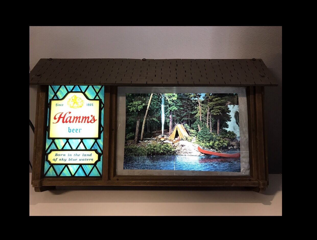 Vintage 1960’s HAMM'S BEER SCENE-O-RAMA CAMPFIRE WATERFALL SCROLLING ...