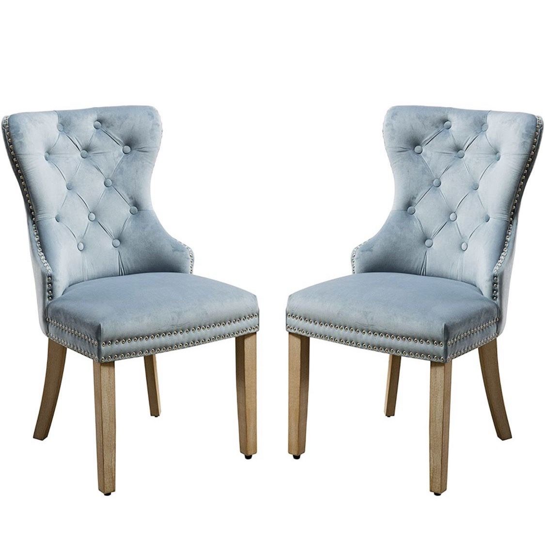 Velvet Baby Blue Chairs Set Of 4