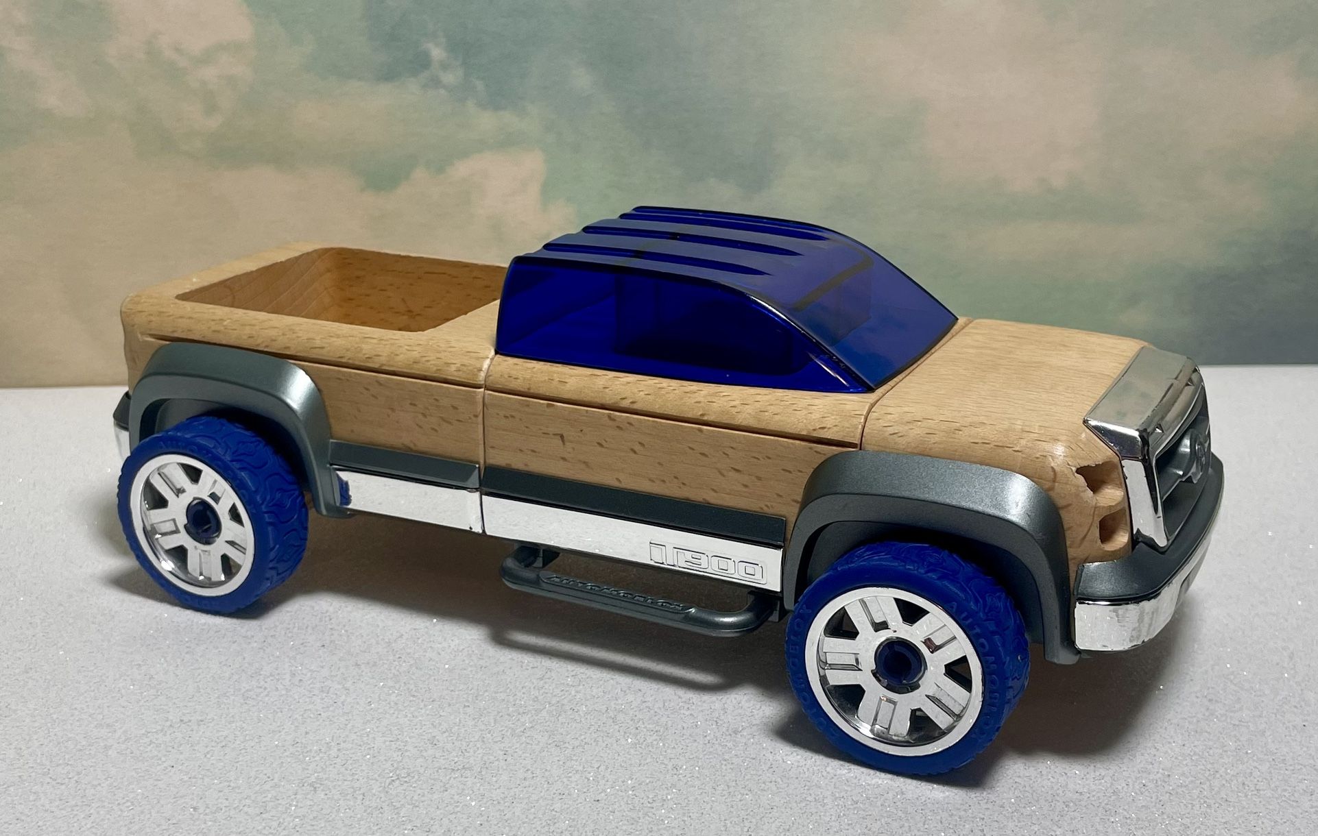 Automoblox T900 Truck Blue Chrome Wood Grain Designed by Calello for ...